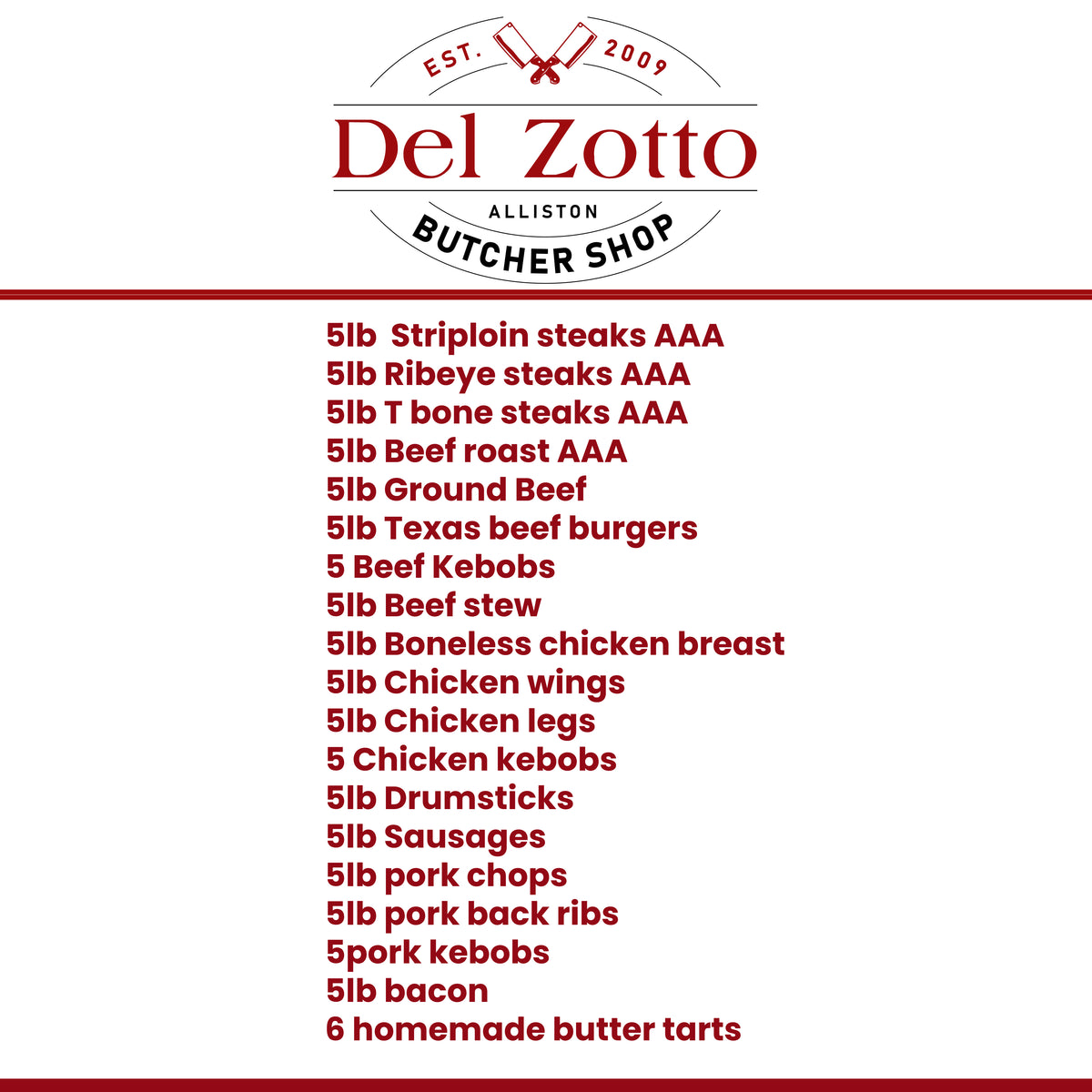 MEAT WHOLESALE PACKAGE – Del Zotto Butcher shop